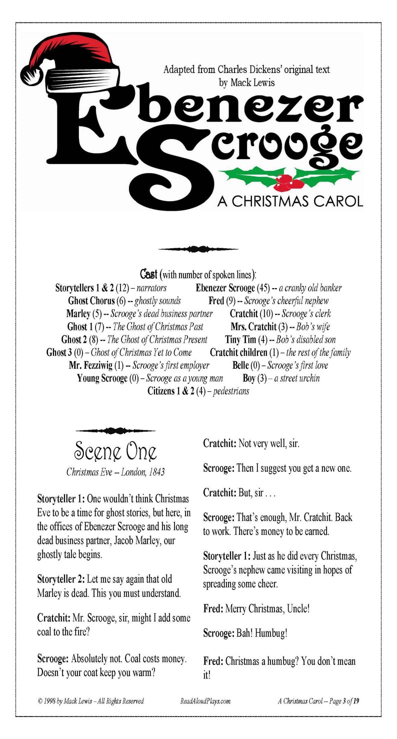 A Christmas Carol Classroom Play Script From Storyworks Magazine - Etsy