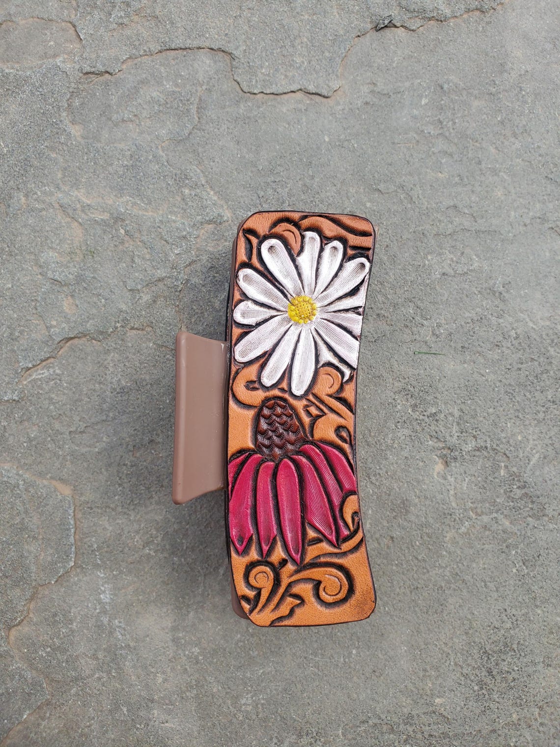 Hand Tooled Leather Claw Clips LG - Etsy