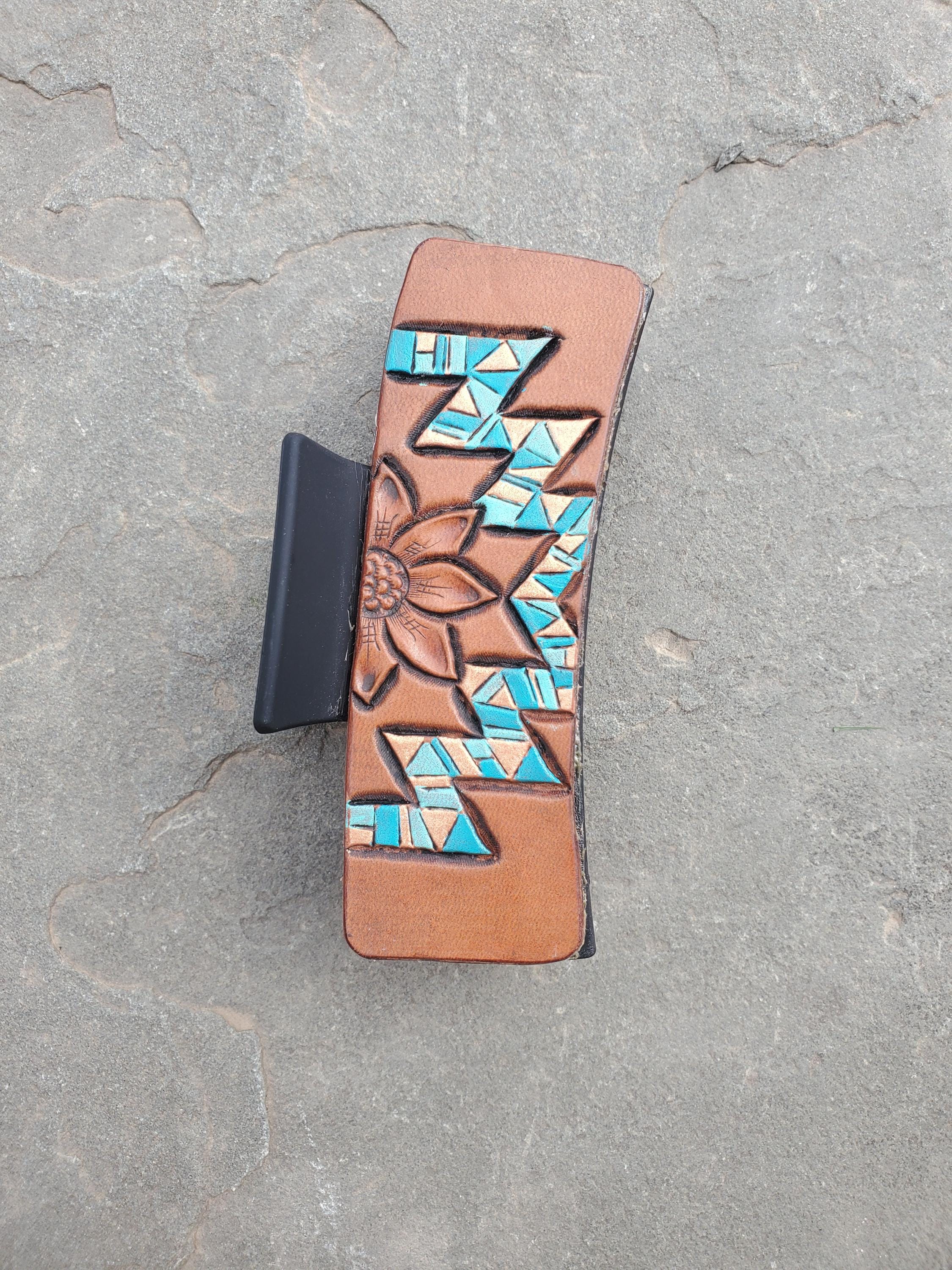 Hand Tooled Leather Claw Clips LG - Etsy