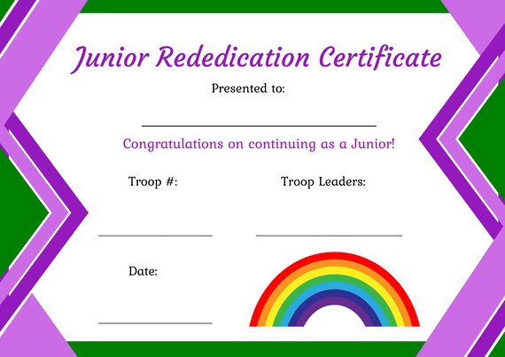 Rededication Certificate For Juniors Free Printable