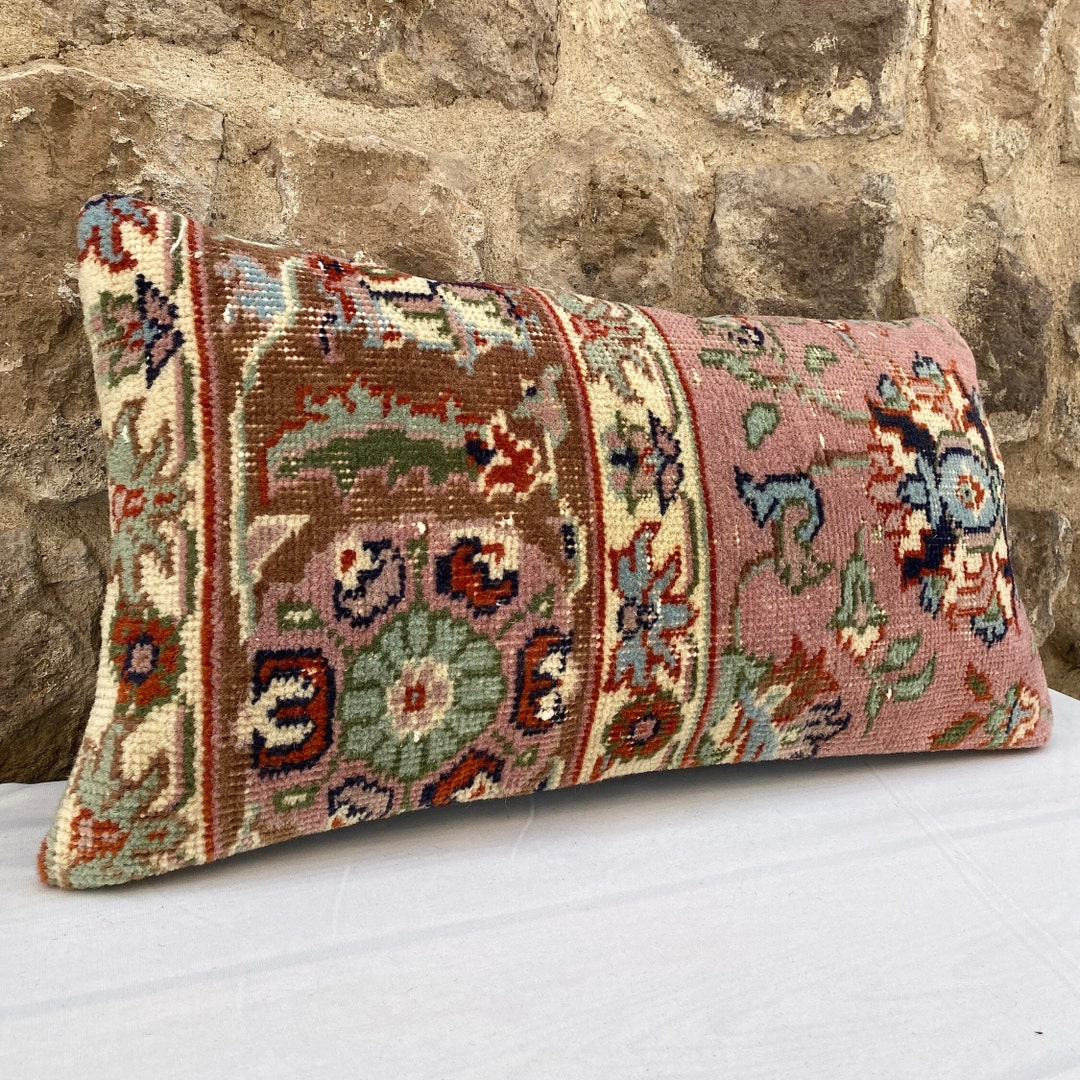 Decorative Lumbar Pillow, Boho Lumbar Pillow, 12x24 Pillow Cover ...
