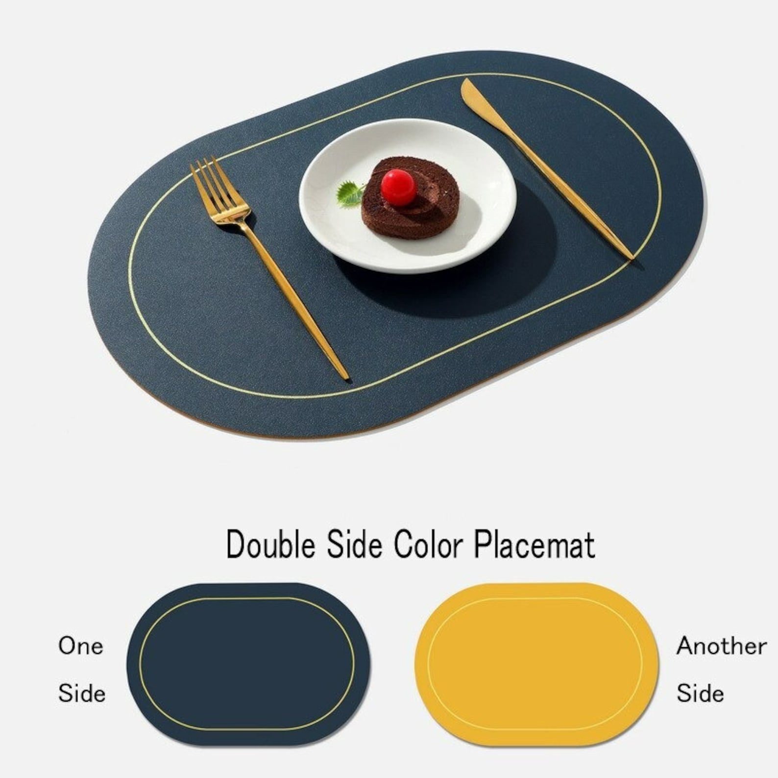 Double-sided Color PVC Leather Waterproof & Oil-proof Placemats (A Set ...