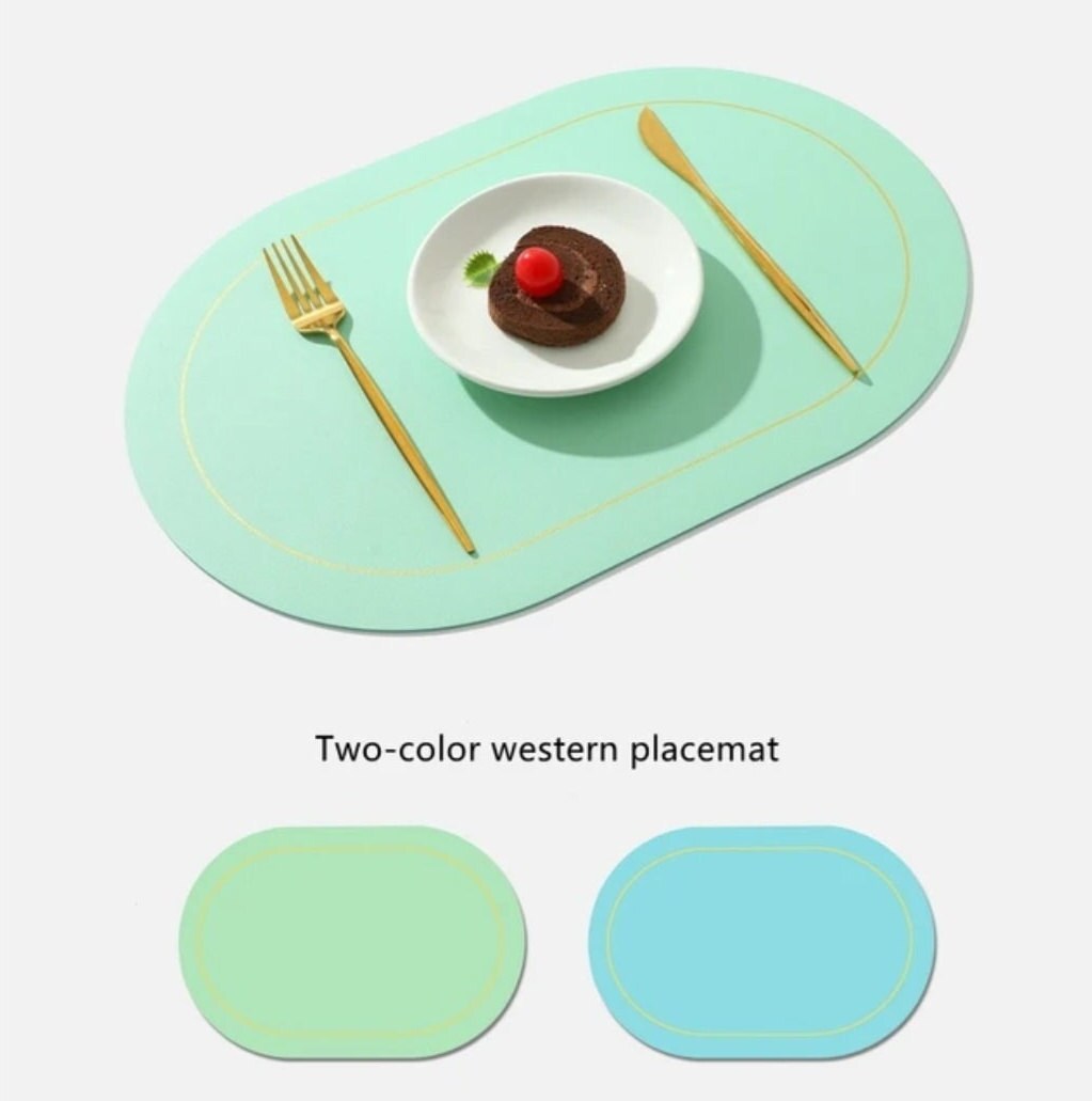 Double-sided Color PVC Leather Waterproof & Oil-proof Placemats (A Set ...