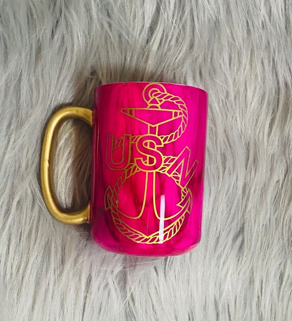 Ceramic Hand-painted Navy Chief Mug | Etsy