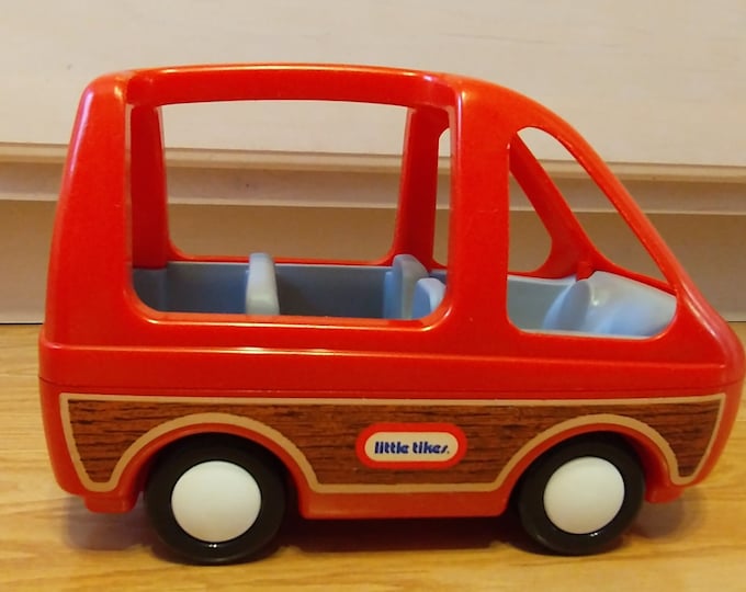 Vintage 90's Little Tikes Family Van Red Minivan Vehicle Wood Panel ...