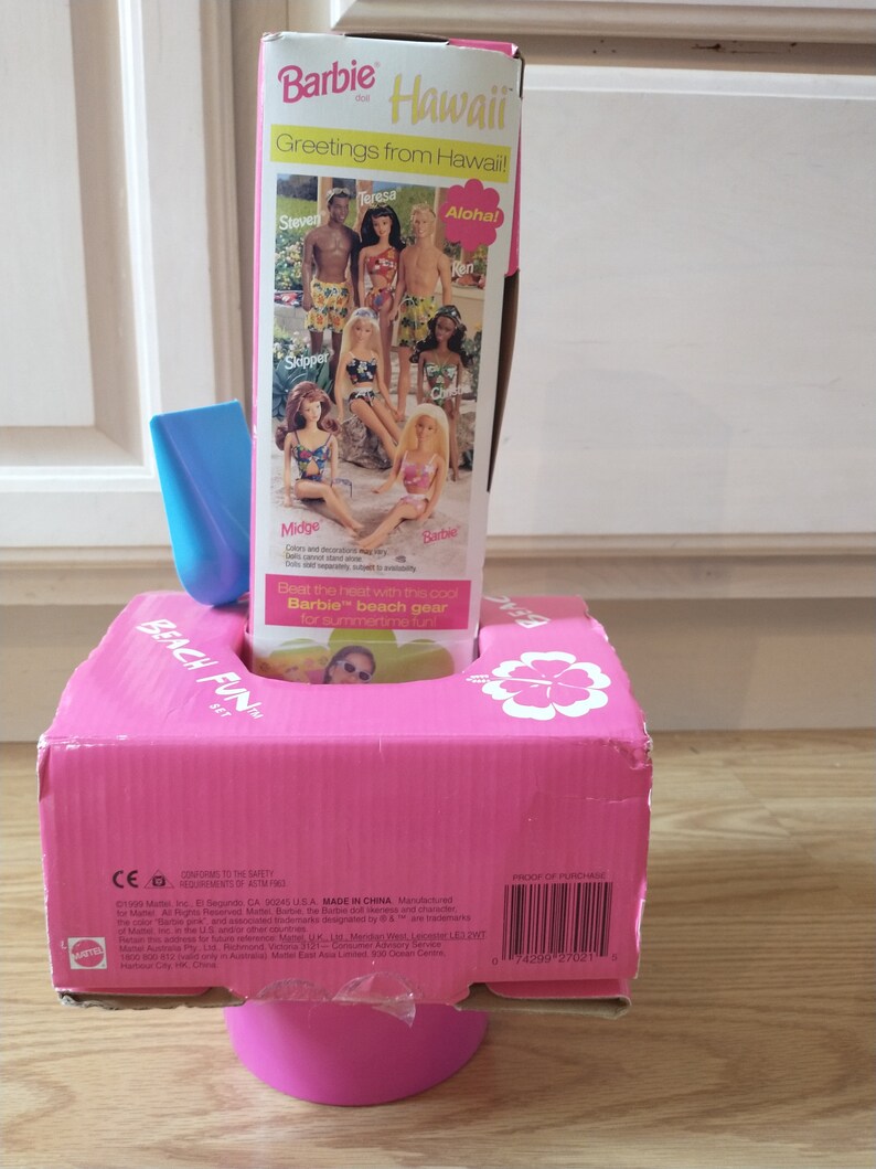 Mattel Hawaiian Beach Fun Barbie Doll With Pink Sand Bucket and Blue ...