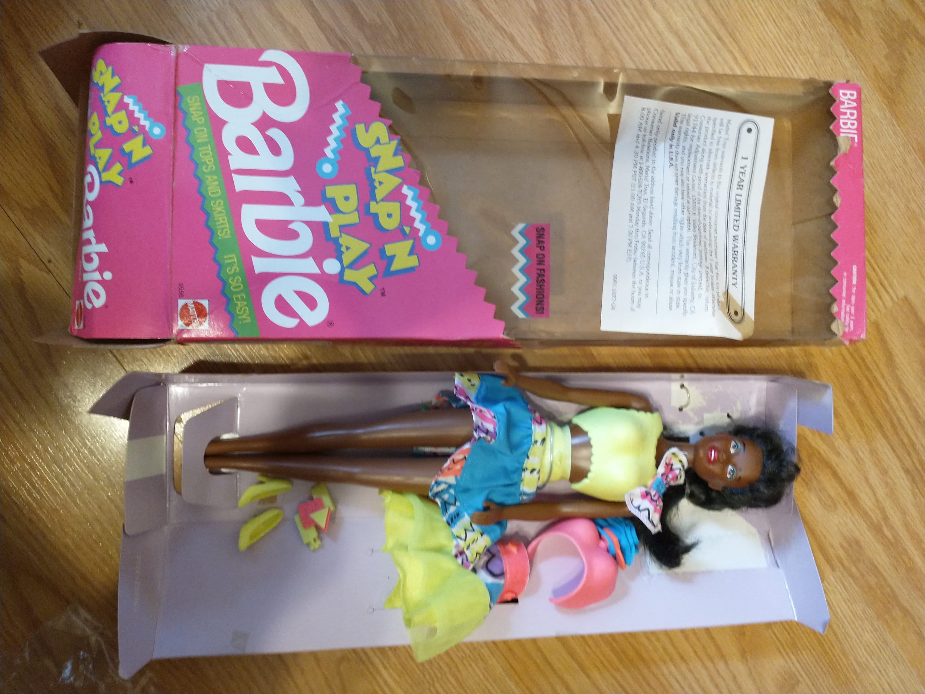 Vintage Mattel 1991 Snap N Play Barbie Doll With 2 Outfits African ...