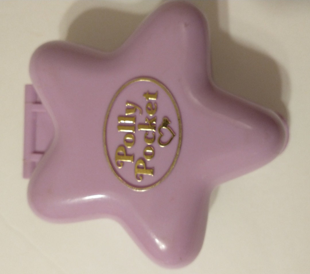 100% COMPLETE! Vintage Polly Pocket FAIRY FANTASY Purple Star Compact ...
