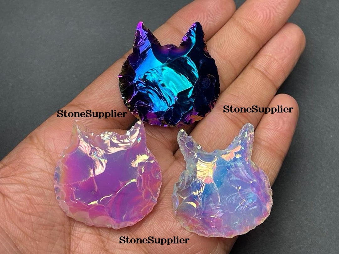 Aura Titanium Cat Head, Angle Aura Obsidian / Opalite / Pink Crescent ...
