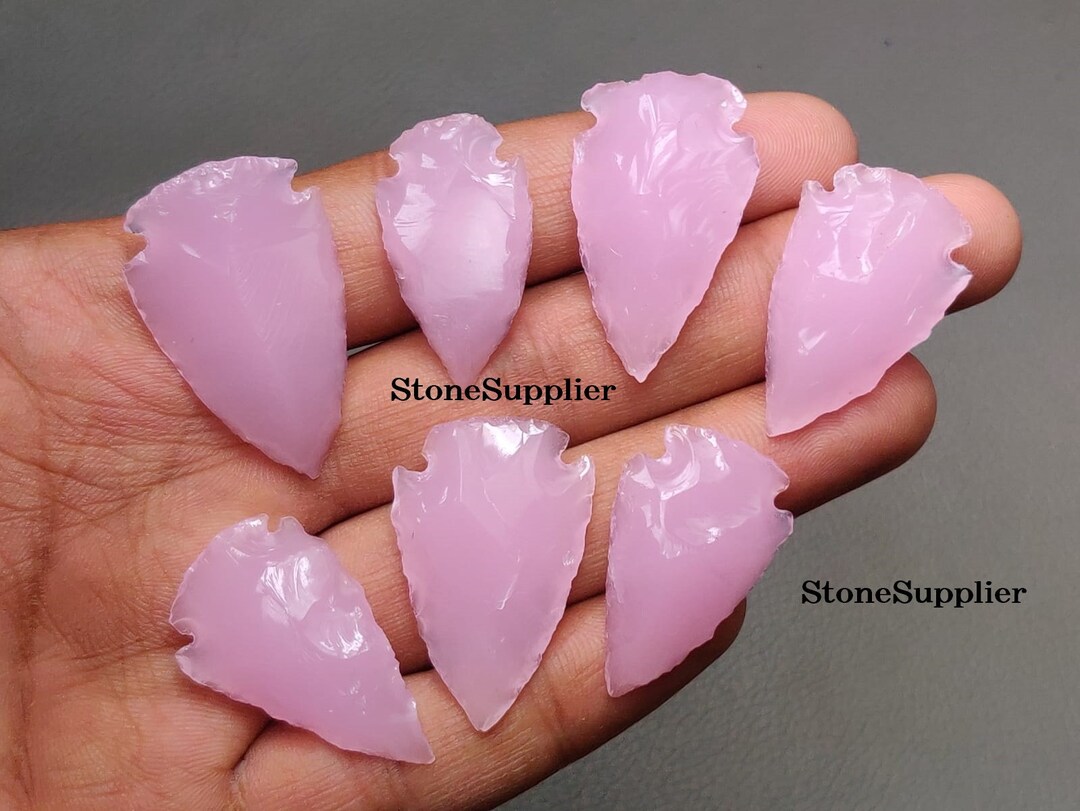 Pink Rose Quartz Arrowhead Opalite Arrowhead 1-1.5 Inches Arrow Black ...