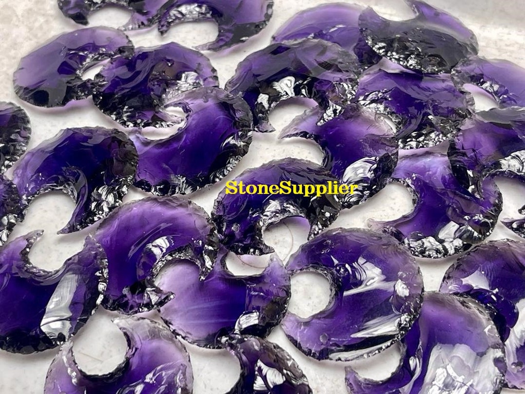 Amethyst Moon Crescent Moon, Crystal Moon Jewelry Making Moon Carving ...