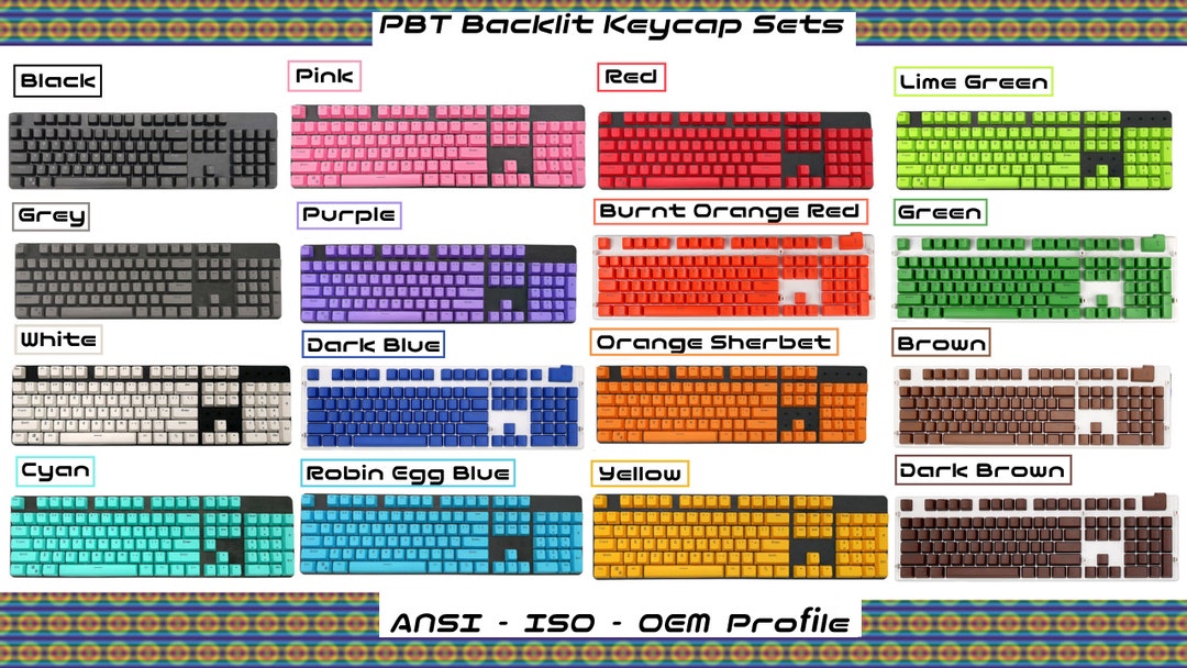 104 Full Color Backlit Custom PBT Keycap Set for Mechanical Keyboards ...