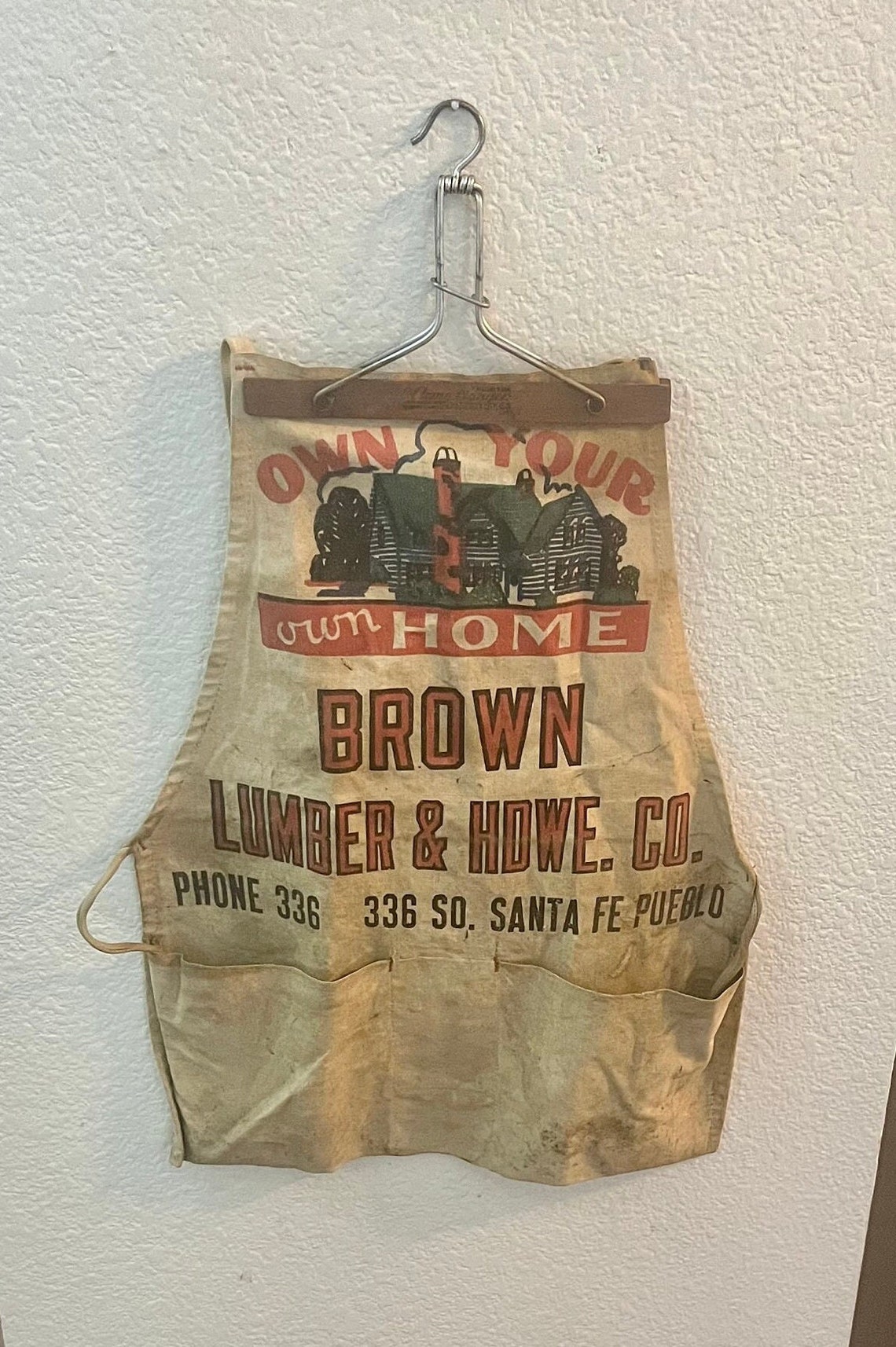 Vintage 1950's Canvas Cloth Advertising Brown Lumber and Howe Co, Santa ...