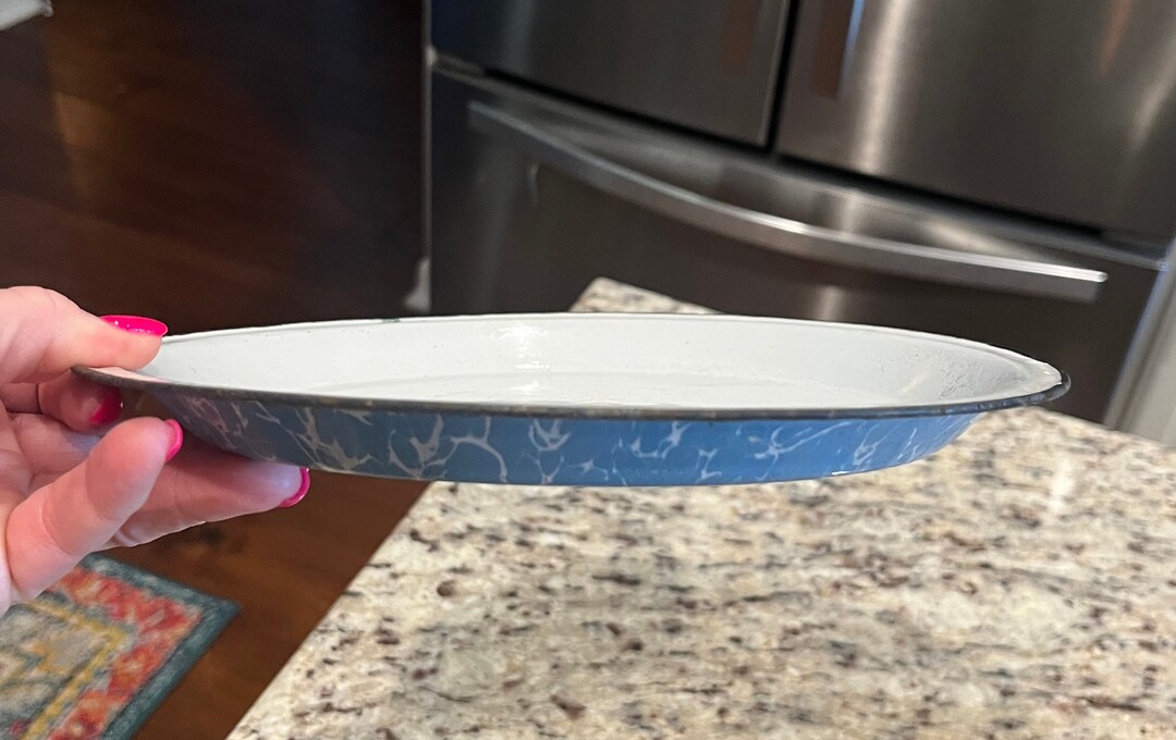 Vintage Early 1900's Blue Splatter, Spongeware Blue and White ...