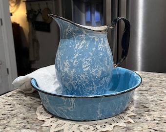 Antique Enamel Wash Basin - Etsy