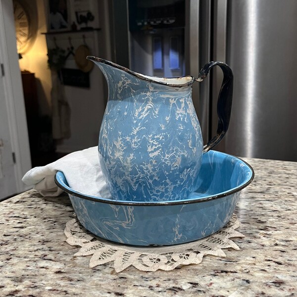Antique Light Blue Pitcher - Etsy
