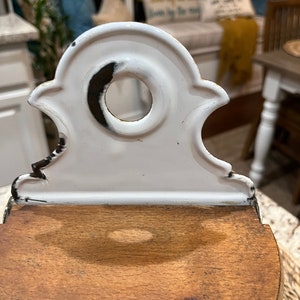 Vintage 1930's RARE German Salz salt Enamelware and Wood Wall Canister ...