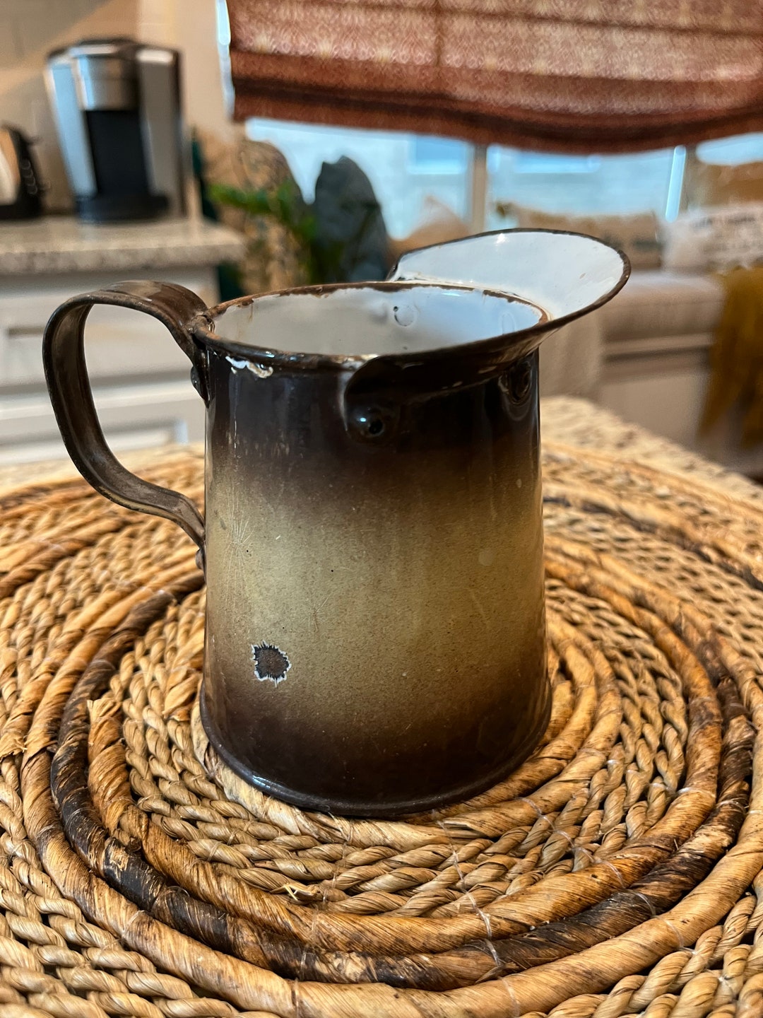 Vintage 1920's Salesman Sample French Brown Enamelware Hombre Pitcher ...