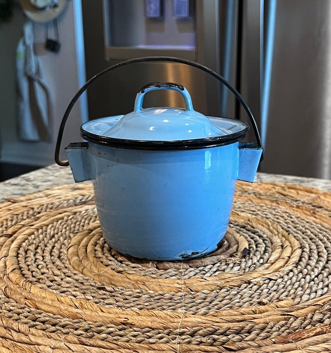 Vintage 1940s Robins Egg Blue Enamelware Small Berry Etsy