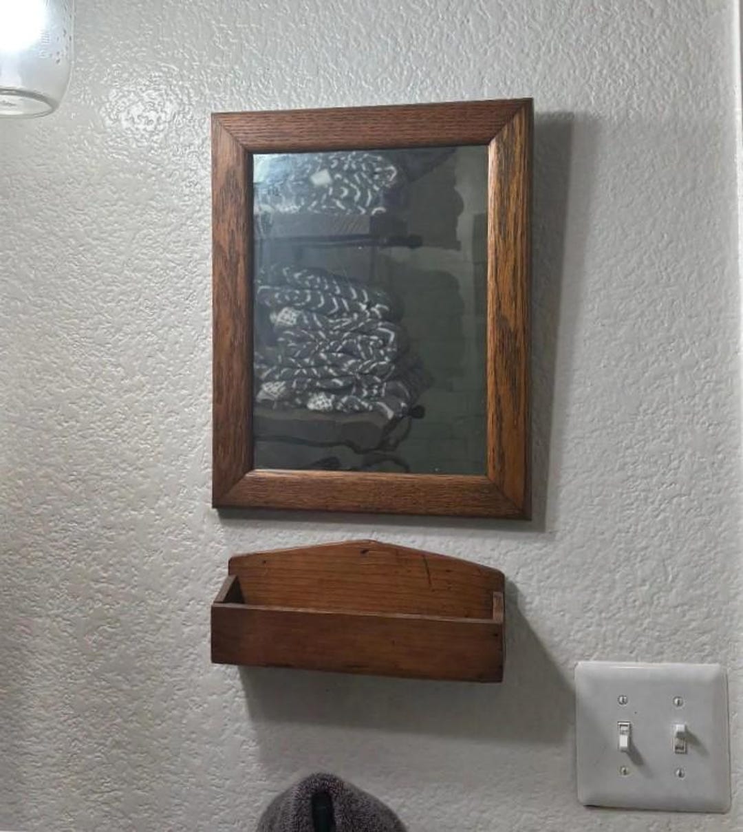 Vintage RARE 1930's Wall Oak Shaving Mirror With Beveled Antique Glass ...