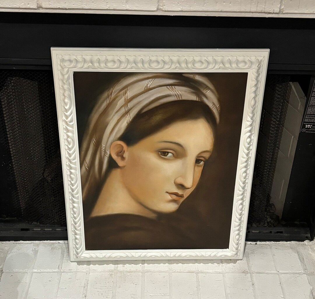 Vintage Original Unsigned Oil Painting of a Young Lady in a Handmaid's ...