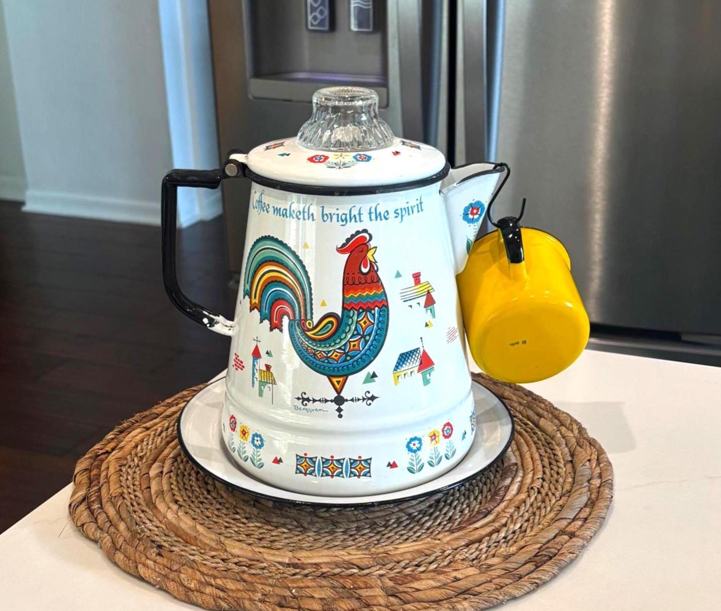 Vintage 1940's RARE Berggren Swedish Enamelware Gallon Coffee Pot ...