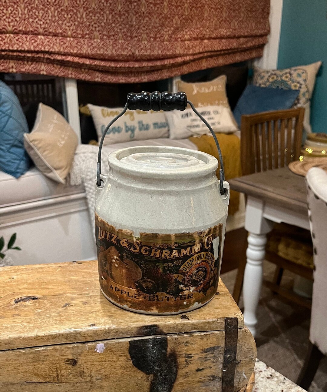Vintage 1900's Crock Jar of Lutz & Schramm Co. Apple Butter, Creston ...