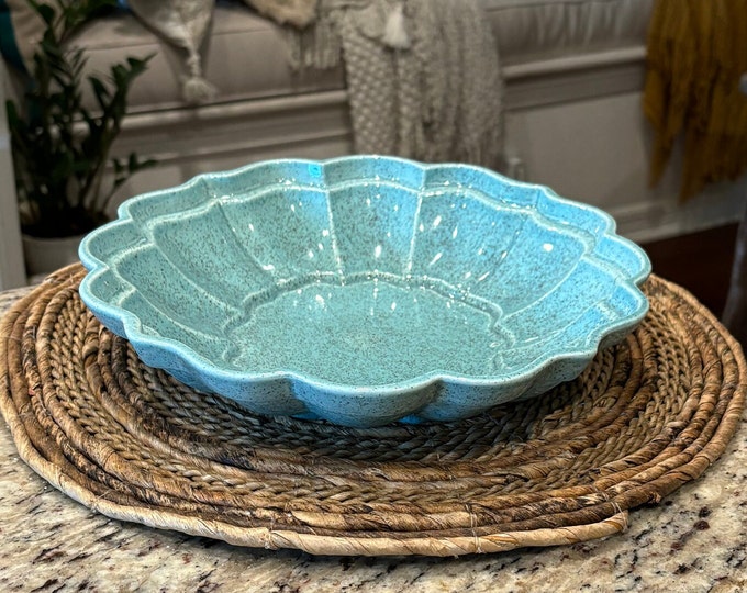 Vintage 1920's RARE Red Wing Turquoise Teal Blue Scalloped Serving ...