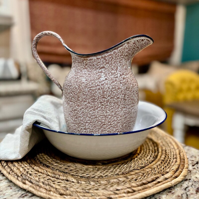 French Enamelware Pitcher - Etsy