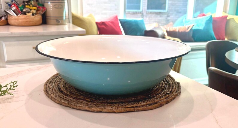 Vintage RARE 1940's Poland Stamped Baby Blue 15" Extra-large Enamelware ...