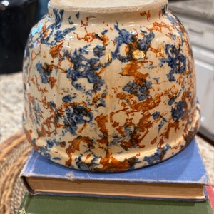 Vintage 1930's Red Wing Spongeware Crock Pottery 7 Advertising Antique ...