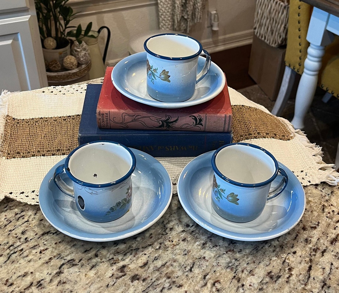 Vintage 1940's RARE Cinsa Mexico Set of Three Cups and Three Saucers in ...