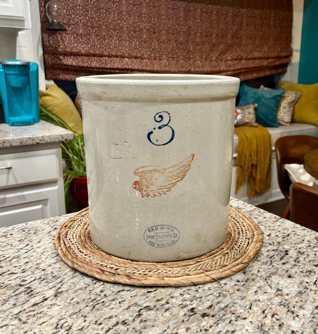 Vintage RARE 1900's Red Wing 3 Gallon Stoneware Pottery Crock, Union ...