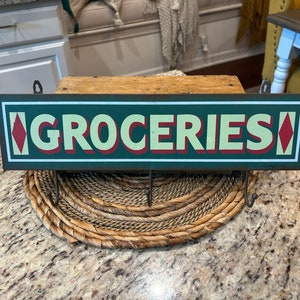 Vintage Mummert RARE Groceries Wall Hook Sign Art, Three Hooks Red ...
