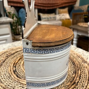 Vintage 1930's RARE German Salz salt Enamelware and Wood Wall Canister ...