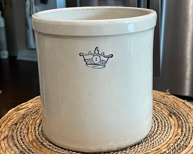 Vintage 1900's Blue Crown Stoneware Crock One Gallon Robinson ...