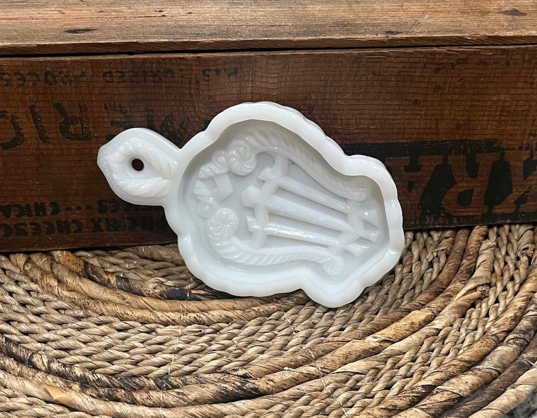 Vintage 1940's Rare Imperial Milk Glass Butter or Cookie Mold, Harp ...