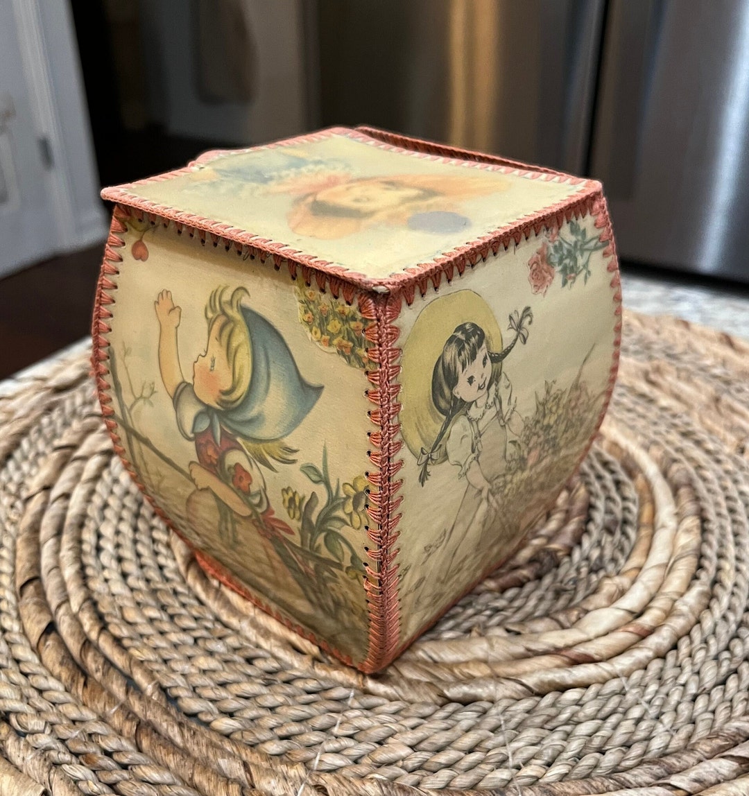 Vintage 1940's Handcrafted Sewn GREETING CARD Basket Box - Etsy