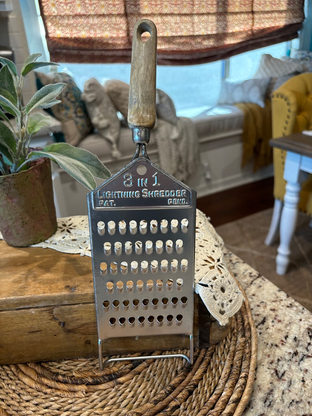 Vintage 1920's 8 in 1 Tin Lightning Cheese Shredder With a Wood Handle ...