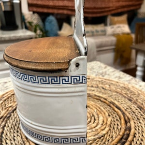 Vintage 1930's RARE German Salz salt Enamelware and Wood Wall Canister ...