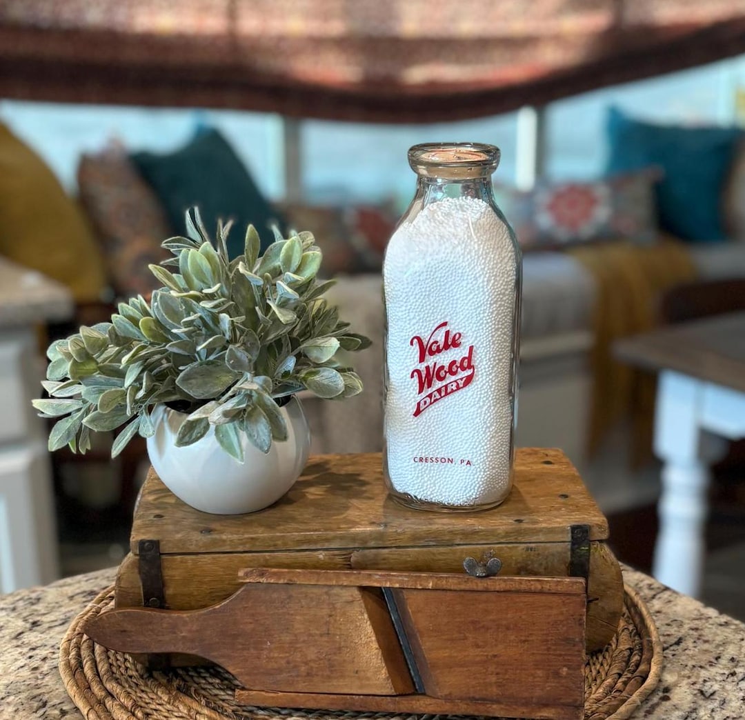 Vintage 1940's "vale Wood Dairy" Milk Dairy Quart Size Bottle, Cresson ...