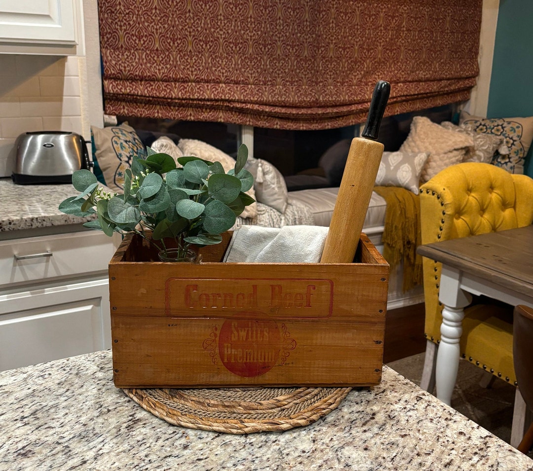Vintage 1940's Swift's Premium Corned Beef Wooden Crate / Box Farmhouse ...