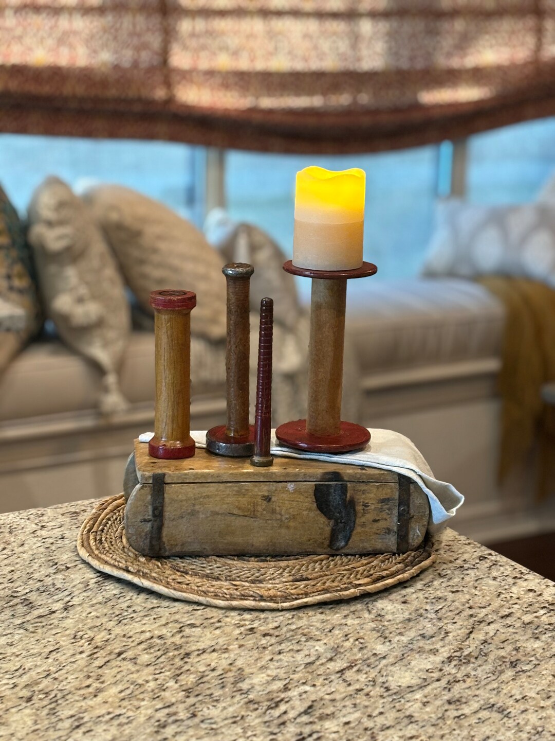 Vintage Early 1900's Set of Four Wood Spools With Red Accents. Neat ...