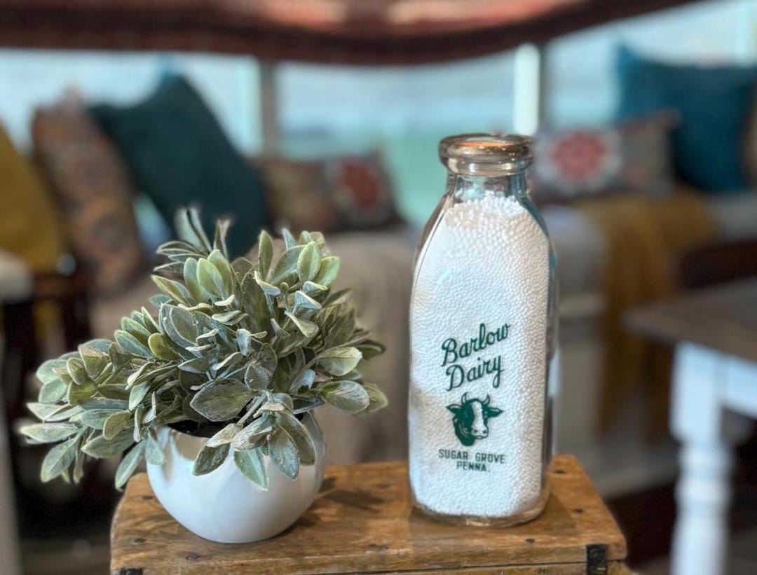 Vintage 1950's "barlow Dairy" Milk Dairy Quart Size Bottle, Sugar Grove ...