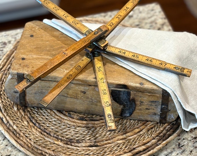 Vintage Early 1900's 72 Folding Ruler Measuring Stick yard Stick Wood ...