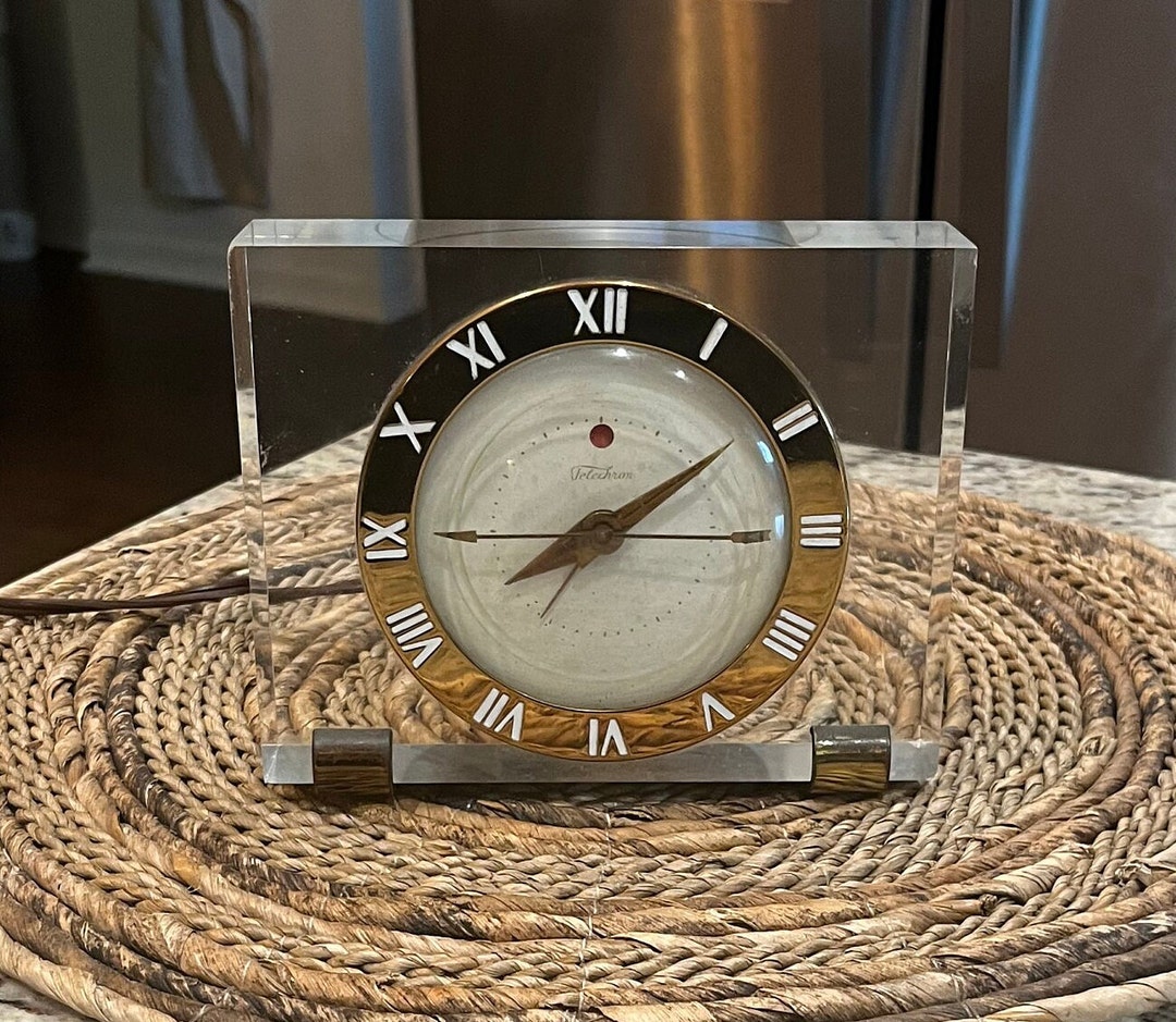 Vintage 1940's Modernist, Art Deco MCM Telechron Lucite Acrylic 7HA141 ...
