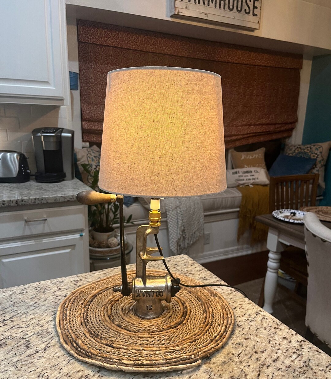 Vintage 1940's Repurposed climax Cast Iron Meat Grinder Chopper Lamp ...