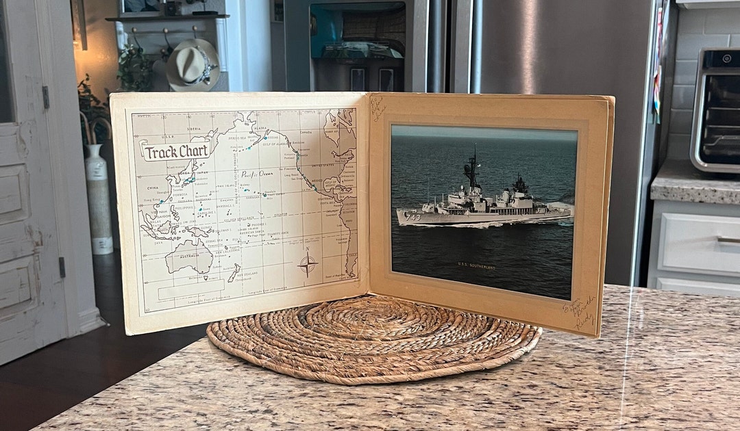 Vintage 1940's WWII U.S.S. Southerland Navy Military Destroyer Ship ...