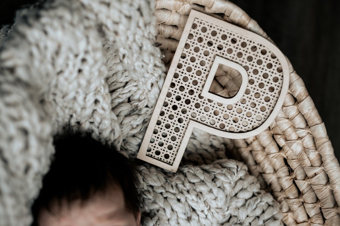 Wooden Letters Viennese Braid Rattan ABC Nursery Wooden Decoration ...