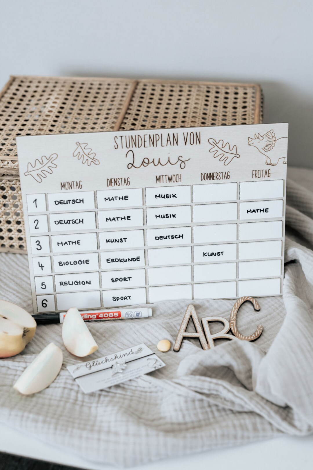 Timetable Made of Wood With Acrylic | Reusable | Personalized With Name ...